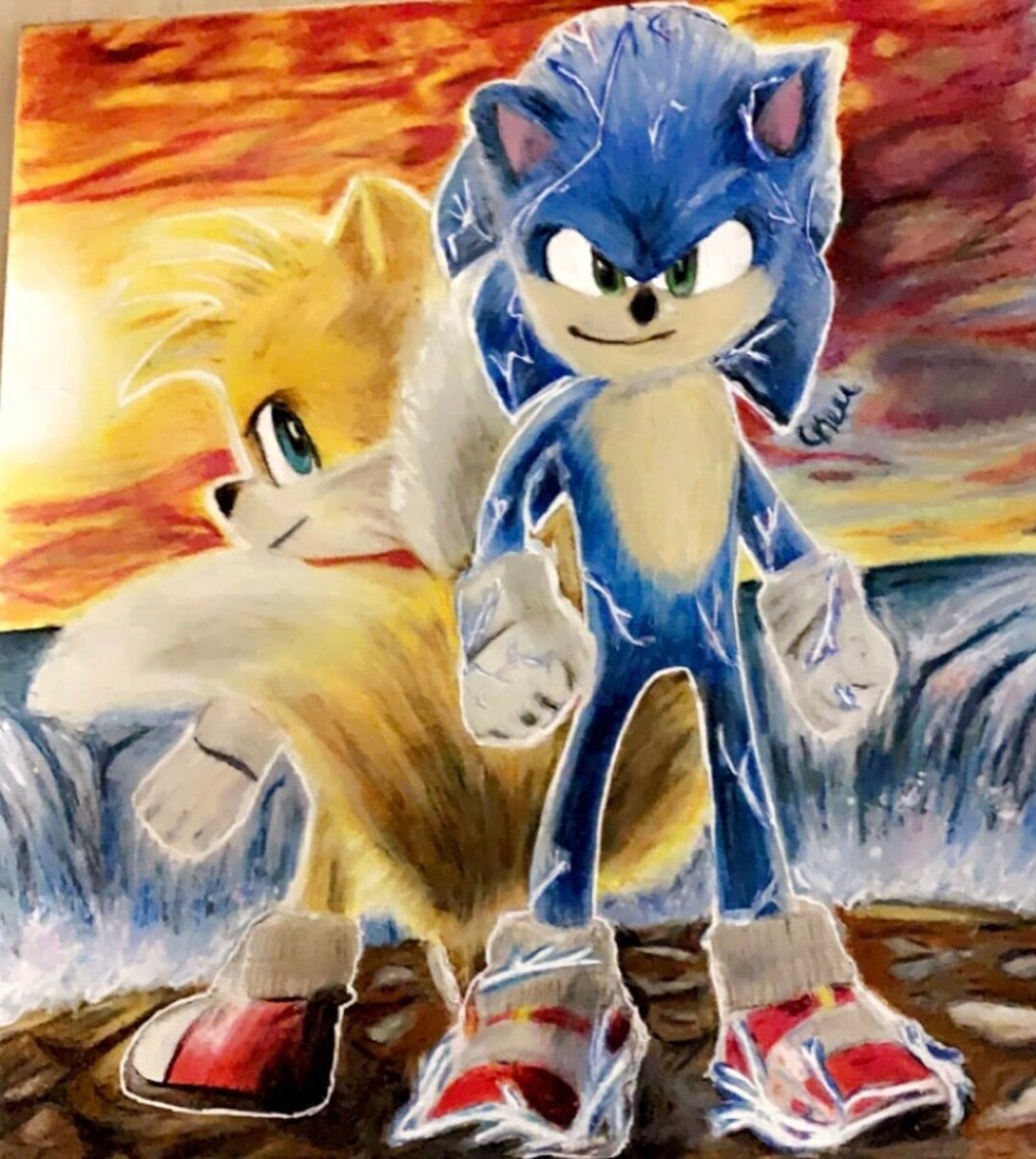 Handgezeichnete FanArt Sonic & Tails Buntstift - Etsy.de