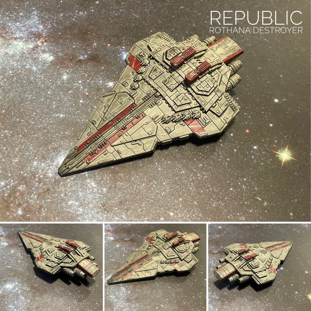 Star Wars Armada Custom Clone Wars Red Painted Rothana Destroyer RAW UNPAINTED 12k 3D Resin - Etsy