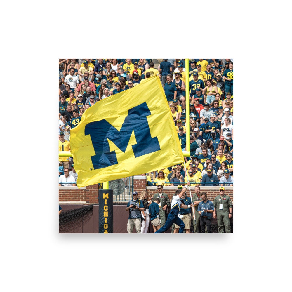 University of Michigan Football Flag Print - Etsy