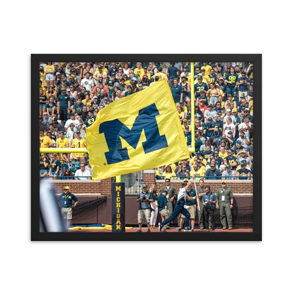 University of Michigan Football Flag Framed Print - Etsy