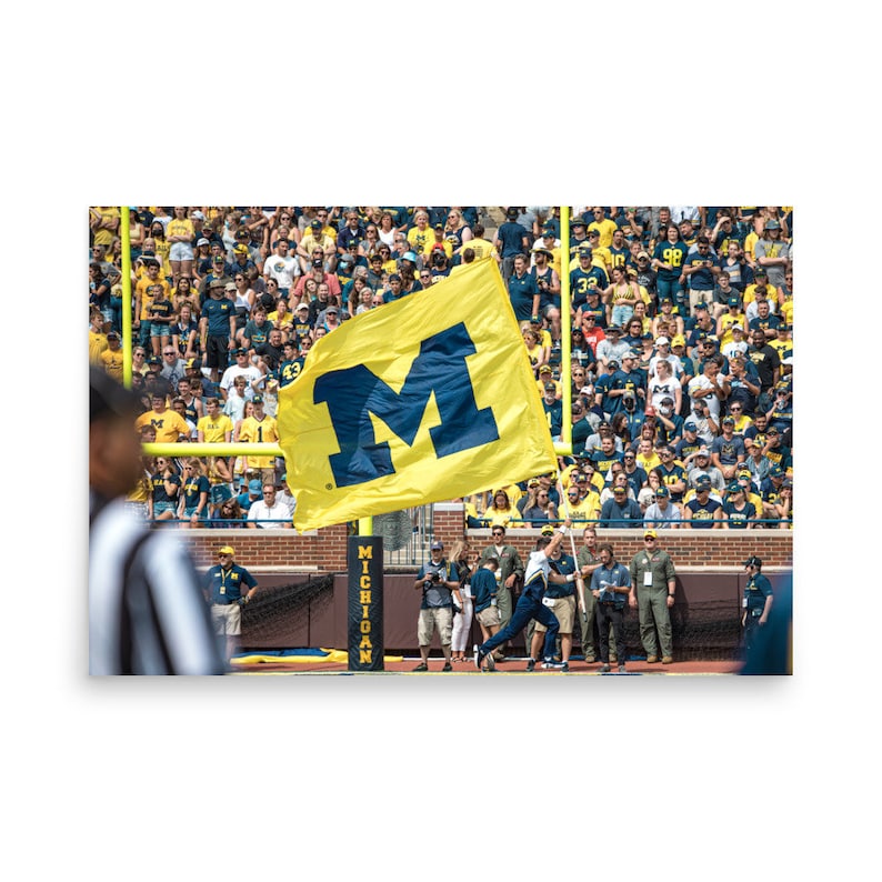 University of Michigan Football Flag Print - Etsy