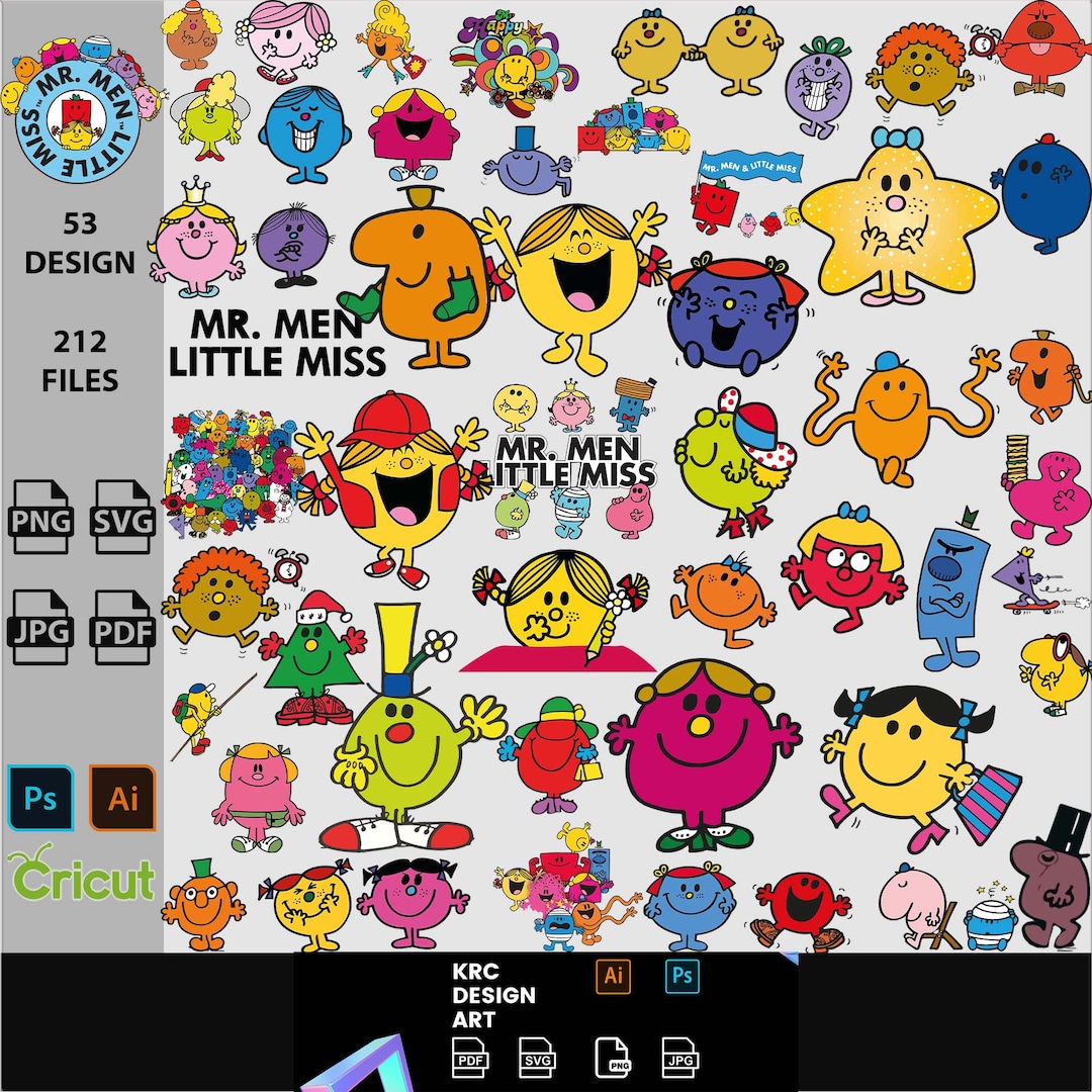 Mr. Men Little Miss Funny Cartoon película SVG-PNG-PDF paquete - Etsy ...