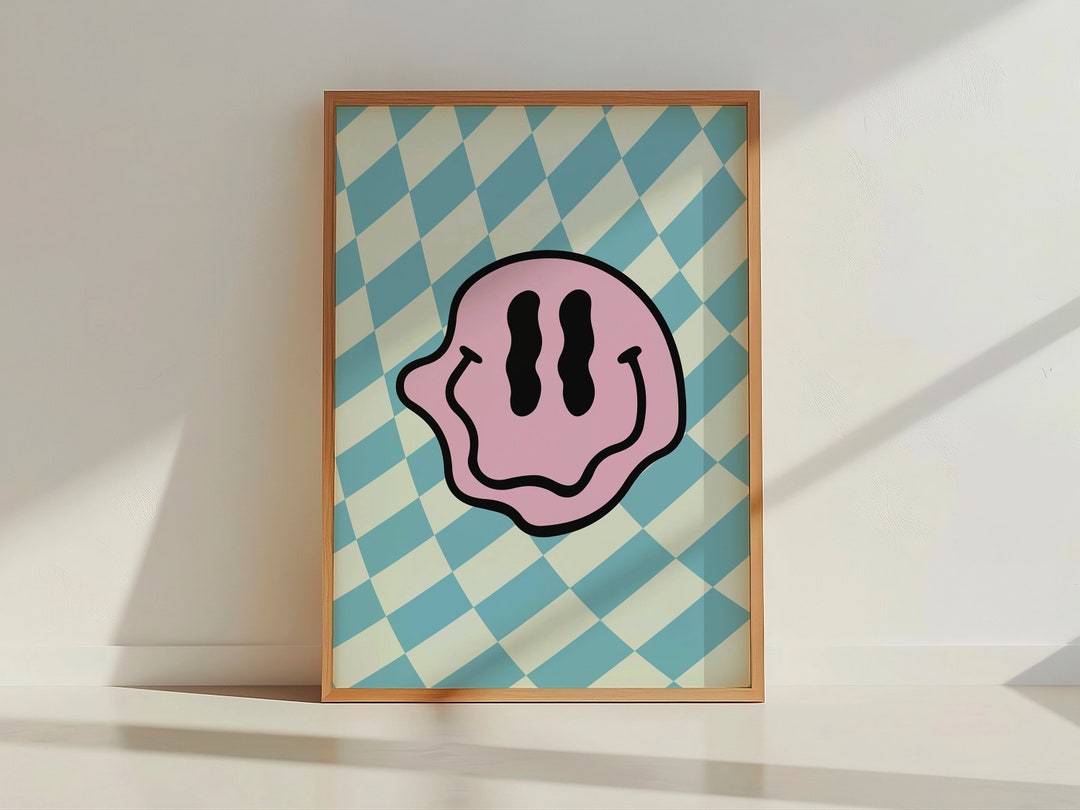 Melted Smiley Print, Drippy Smiley Poster, Smiley Face Poster,wall Art ...