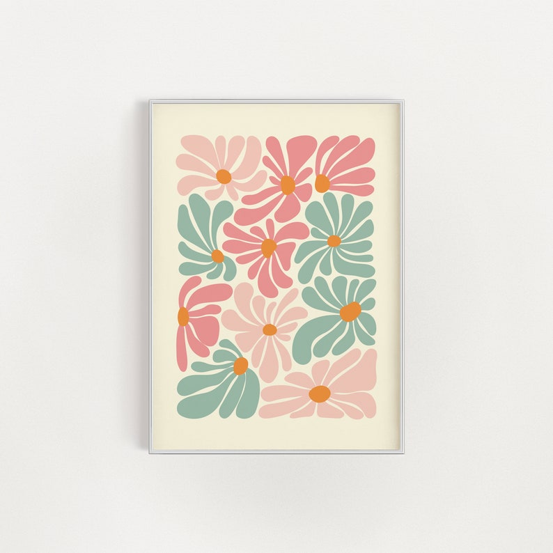 Colorful Abstract Pastel Flower, Abstract Botanical Flowers Poster ...