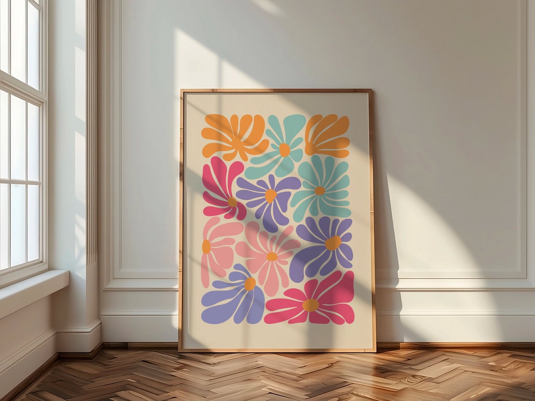 Colorful Abstract Flower, Abstract Botanical Flowers Poster, Digital ...