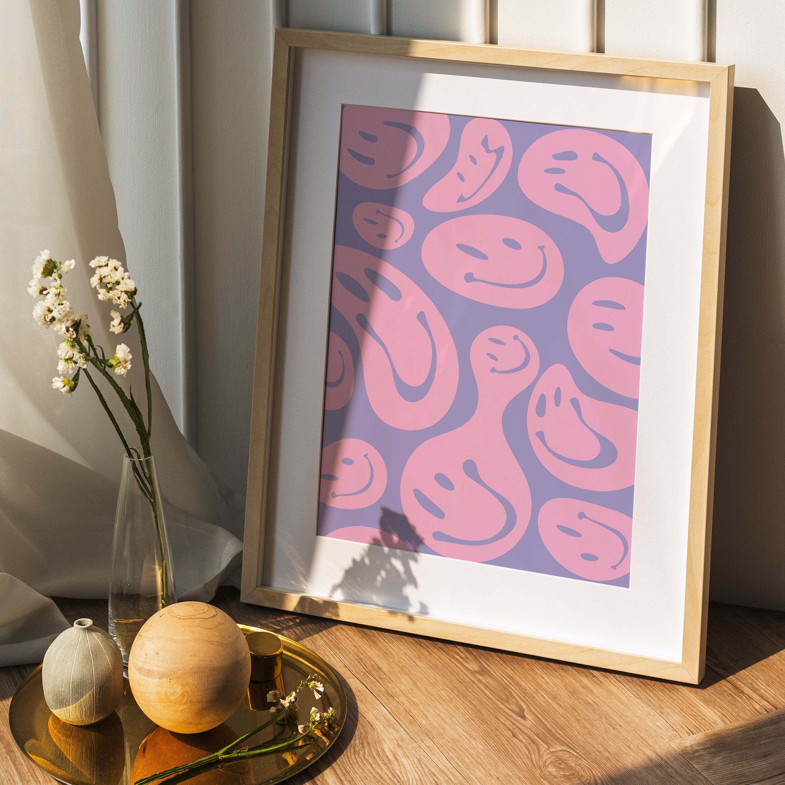 Melted Smiley Print, Smiley Face Poster,wall Art Printable, Printable ...