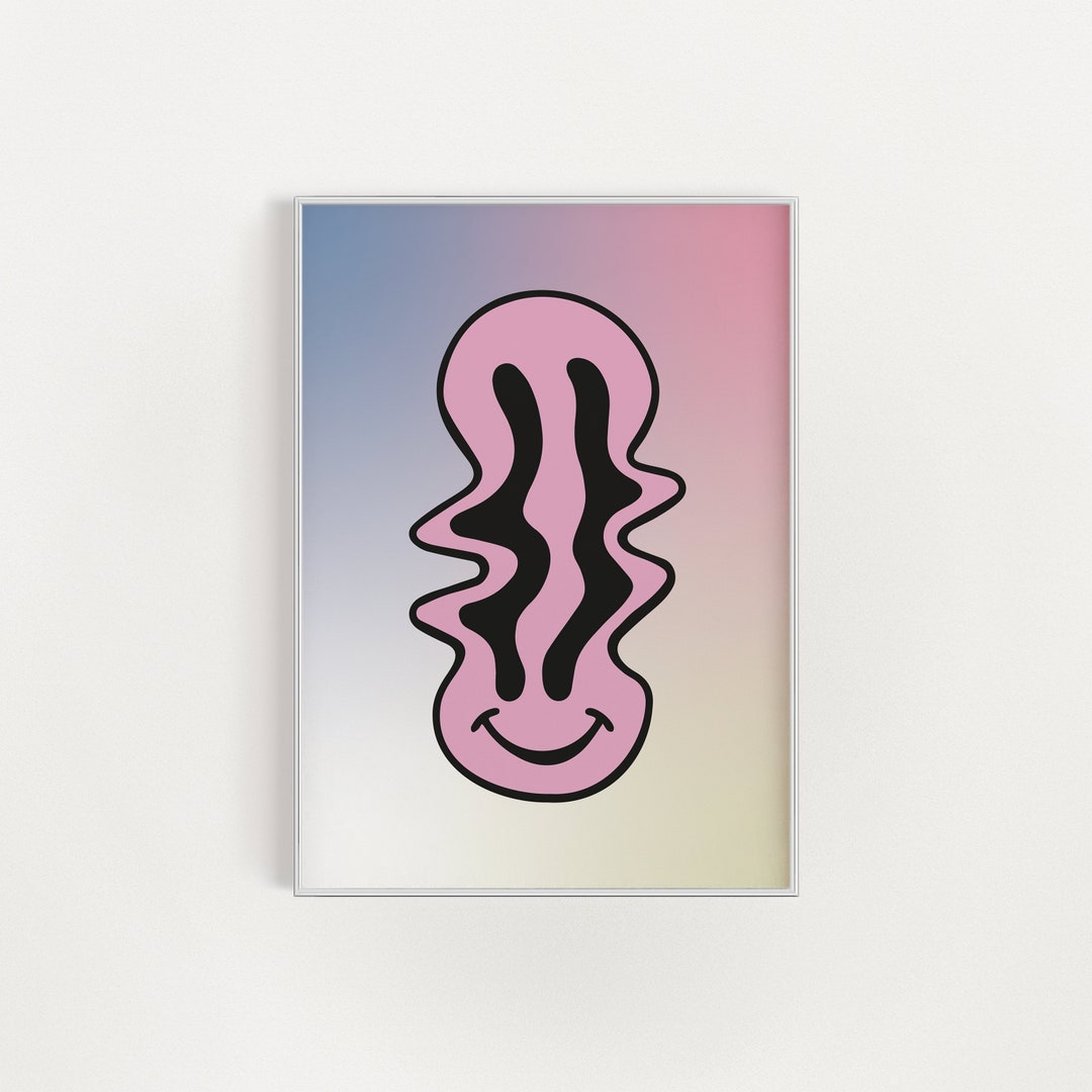 Drippy Smiley Print, Smiley Poster, Smiley Digital Large Print, Smiley ...