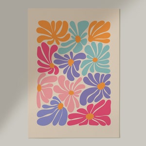 Colorful Abstract Flower, Abstract Botanical Flowers Poster, Digital ...