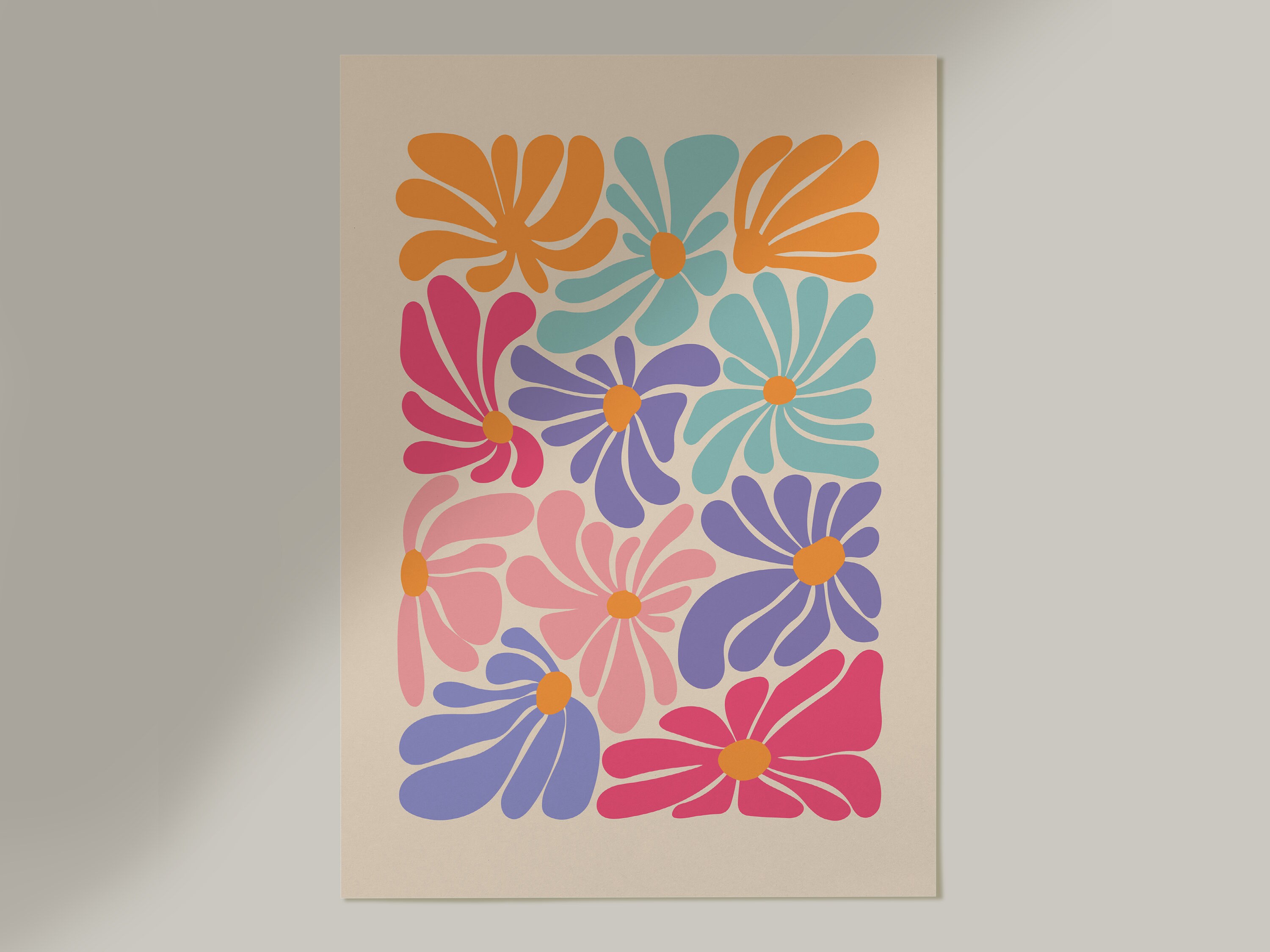 Colorful Abstract Flower, Abstract Botanical Flowers Poster, Digital ...