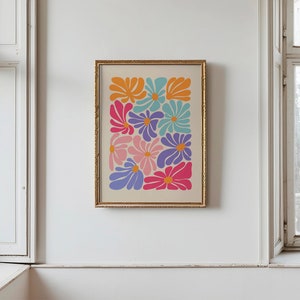 Colorful Abstract Flower, Abstract Botanical Flowers Poster, Digital ...