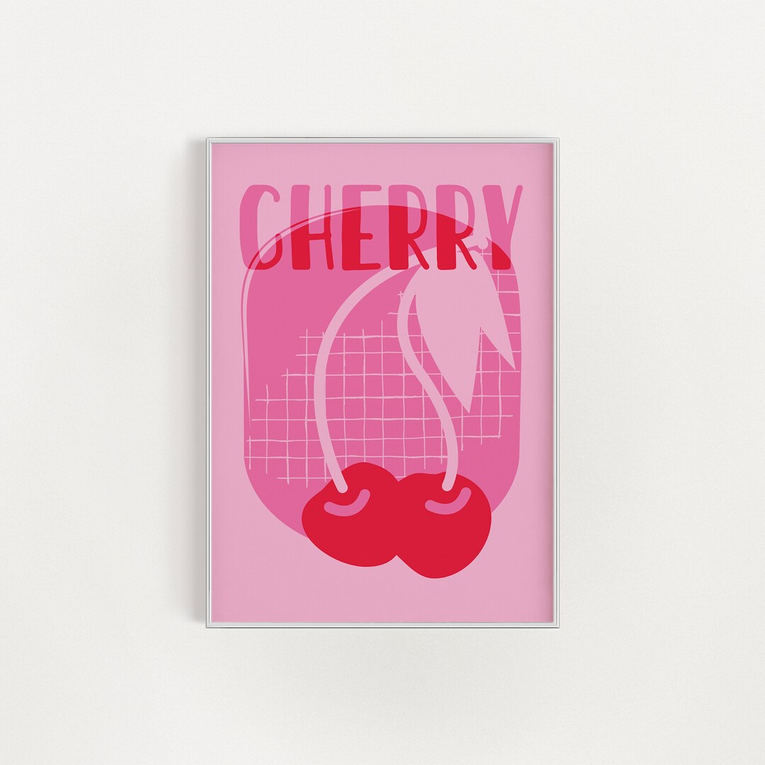 Fruit Poster, Cherry Print, Printable Wall Art, Large Print, Digital ...