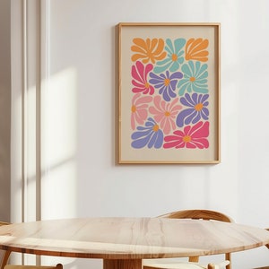 Colorful Abstract Flower, Abstract Botanical Flowers Poster, Digital ...