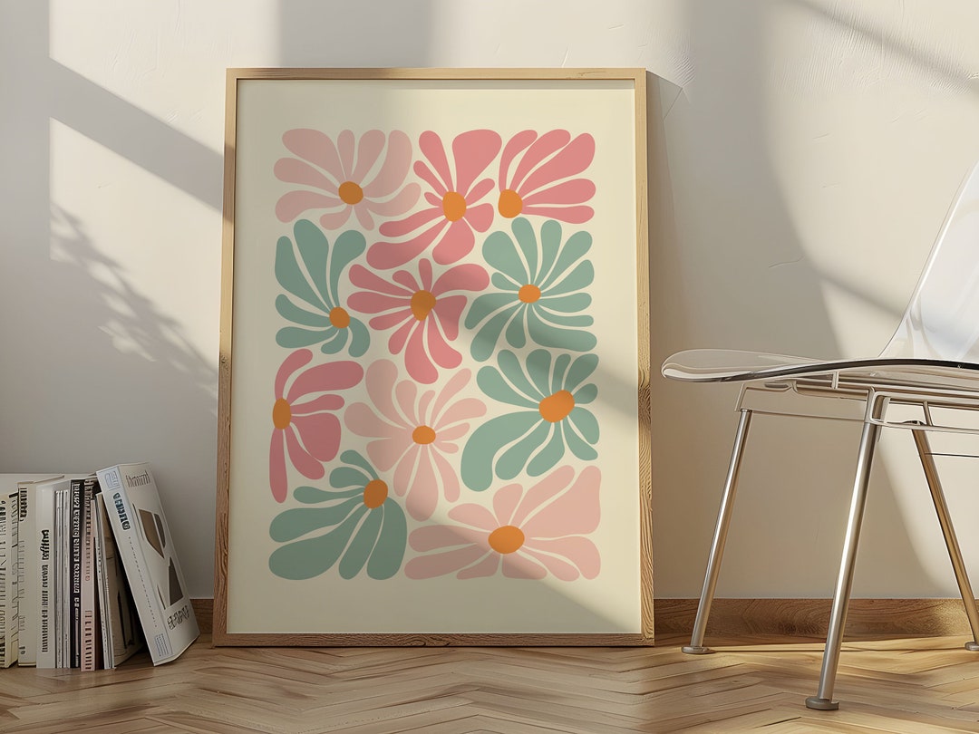 Colorful Abstract Pastel Flower, Abstract Botanical Flowers Poster ...