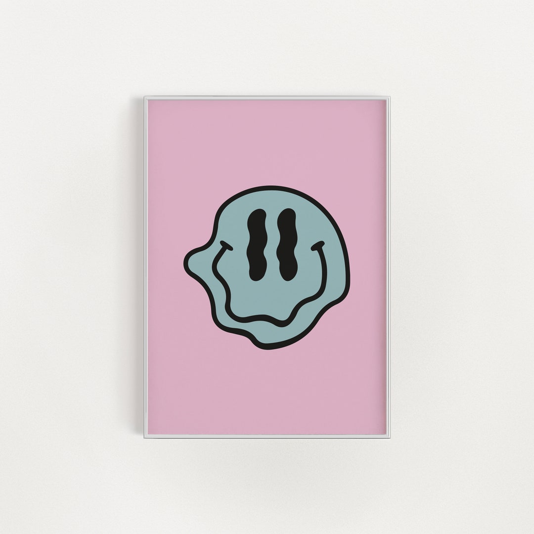 Drippy Smiley, Melted Smiley Print, Smiley Face Poster,wall Art ...
