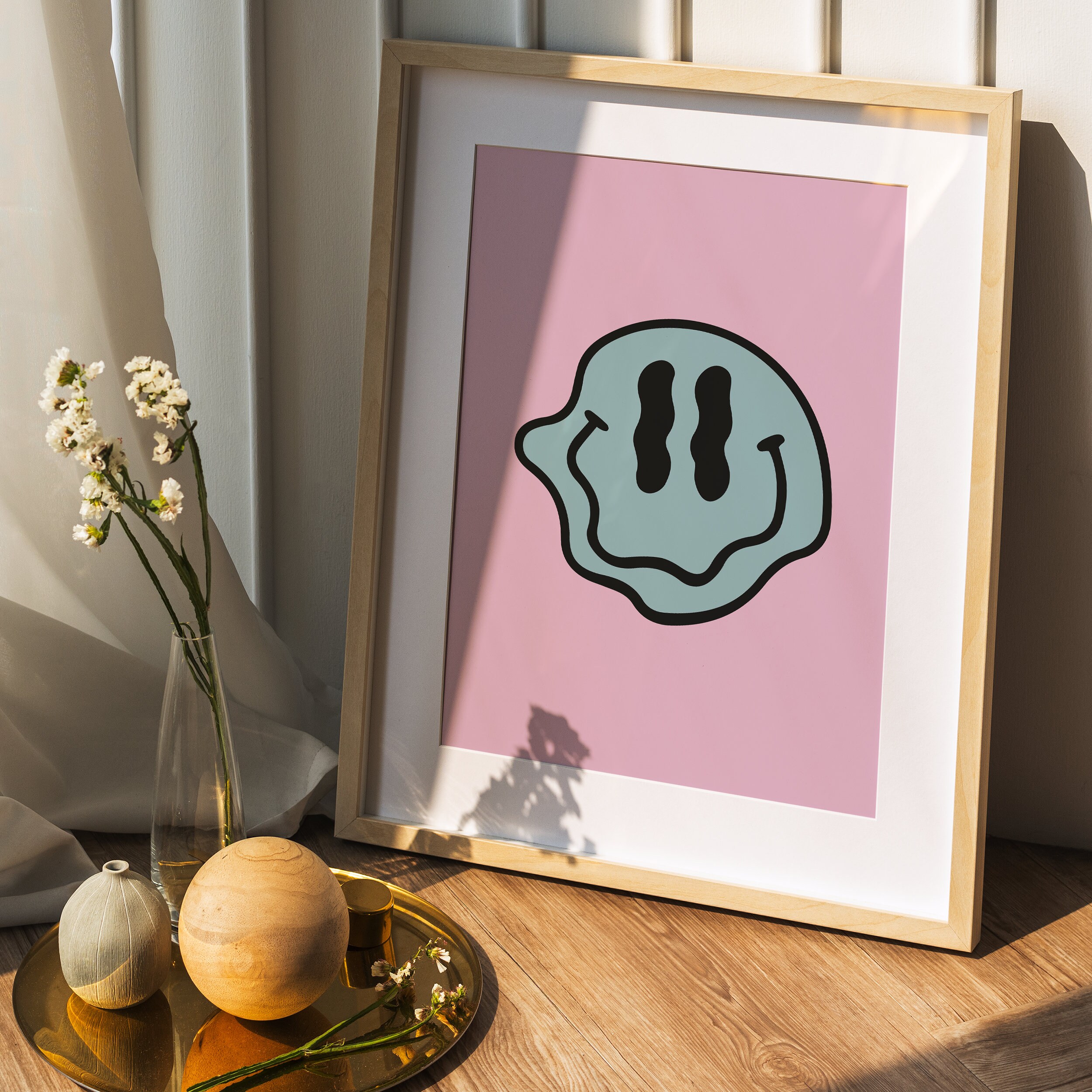 Drippy Smiley, Melted Smiley Print, Smiley Face Poster,wall Art ...