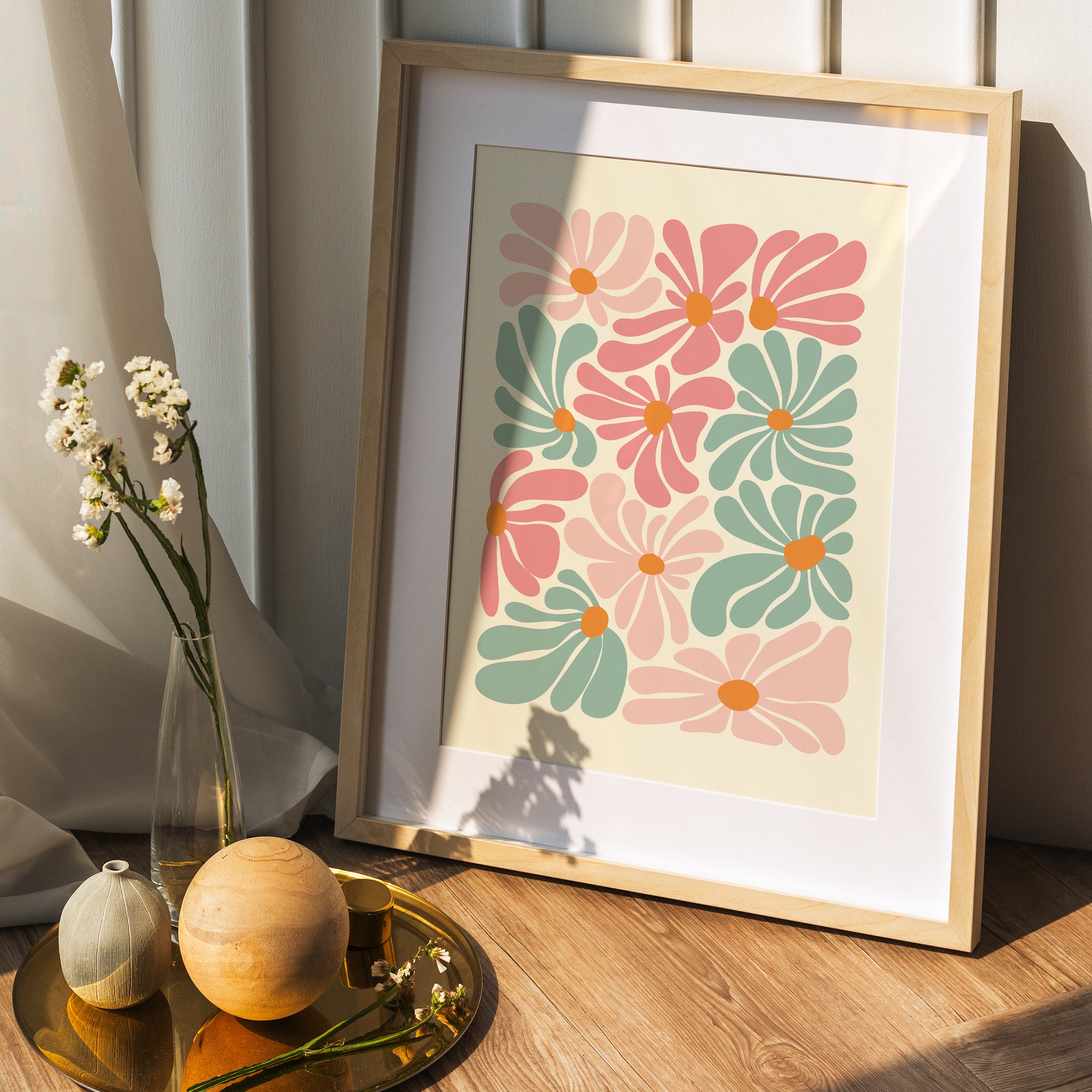 Colorful Abstract Pastel Flower, Abstract Botanical Flowers Poster ...