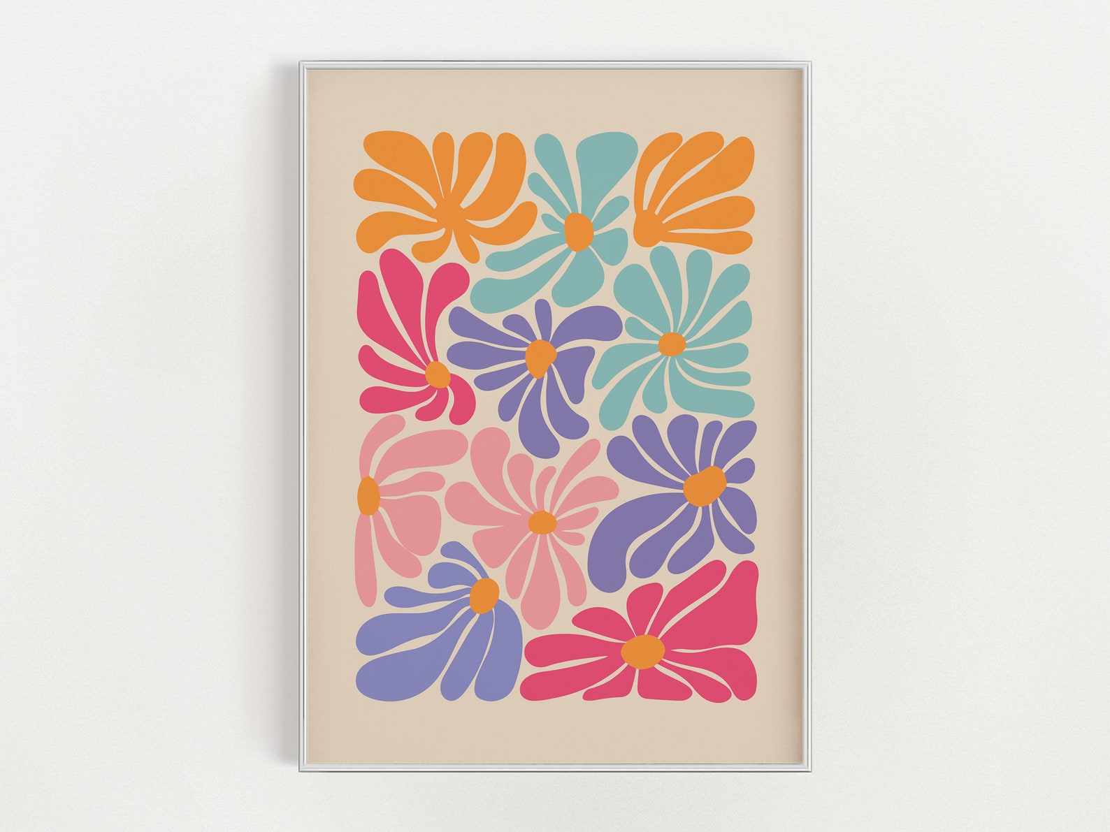 Colorful Abstract Flower, Abstract Botanical Flowers Poster, Digital ...