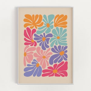 Colorful Abstract Flower, Abstract Botanical Flowers Poster, Digital ...