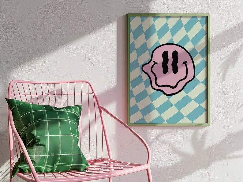 Melted Smiley Print, Drippy Smiley Poster, Smiley Face Poster,wall Art ...