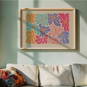 Colorful Abstract Flower, Abstract Botanical Flowers Poster, Digital ...