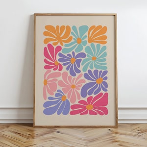 Colorful Abstract Flower, Abstract Botanical Flowers Poster, Digital ...