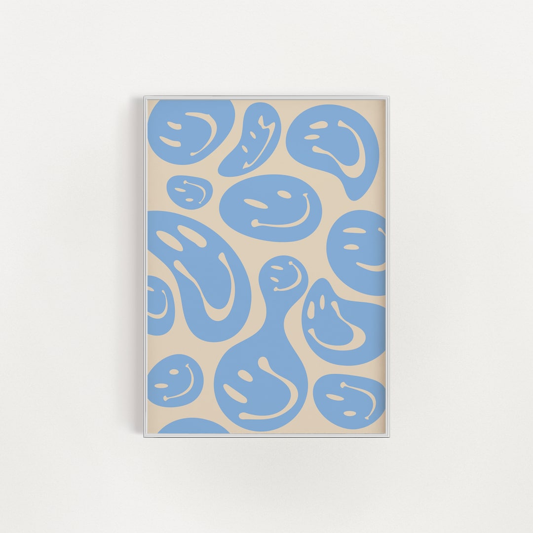Melted Smiley Print, Smiley Face Poster,wall Art Printable, Printable ...