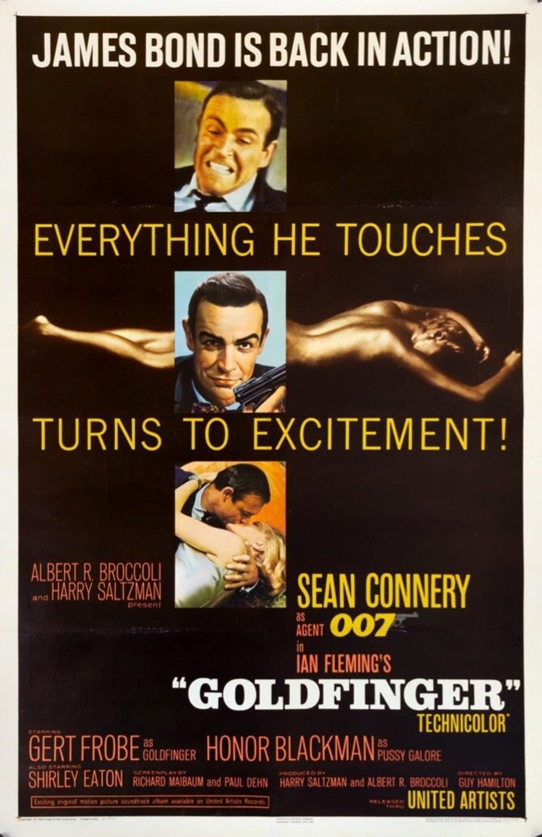 Goldfinger (1964) Original US One Sheet Linen Backed - Etsy
