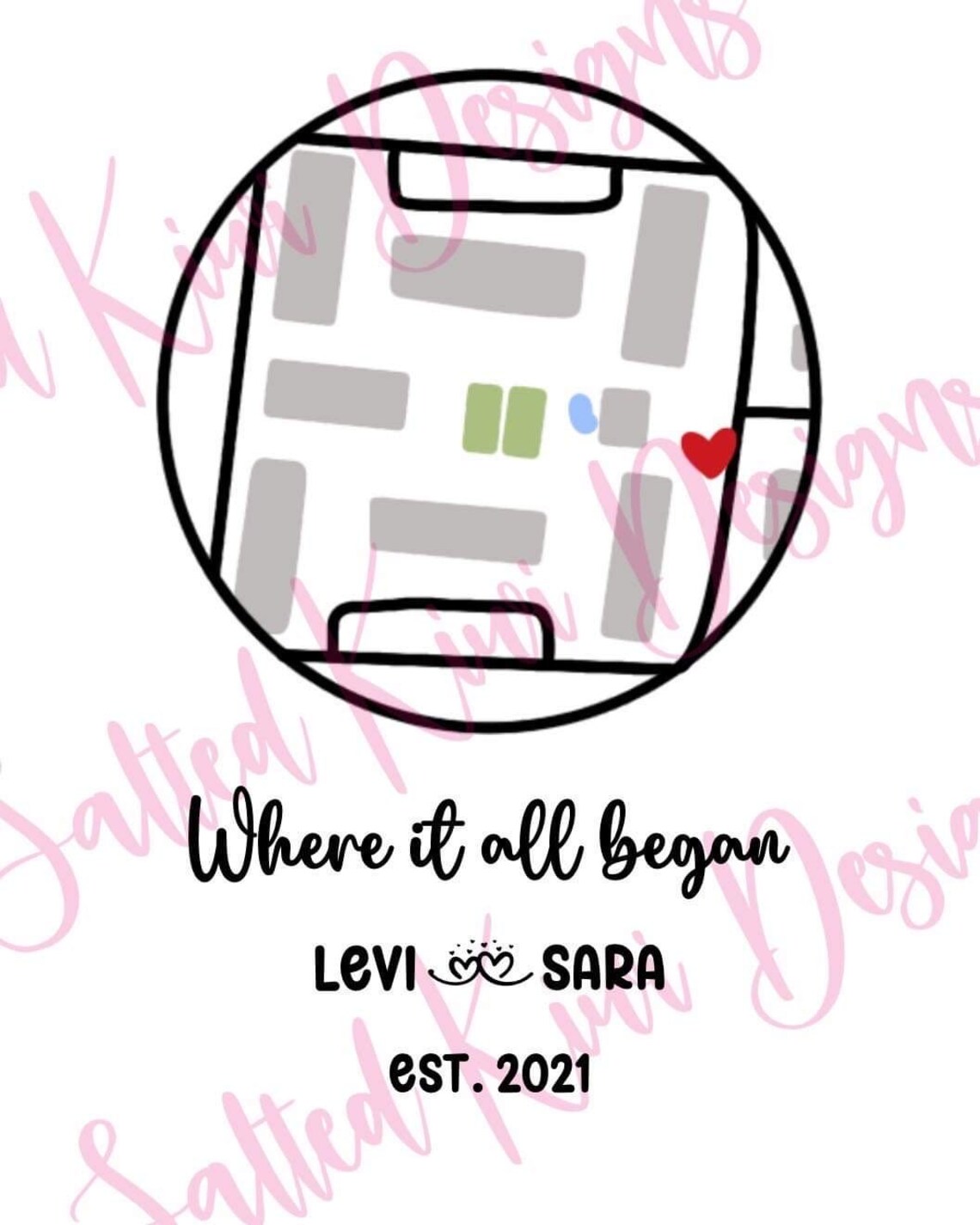 Where We Met Map, Where It All Began Map, Custom Digital Map ...