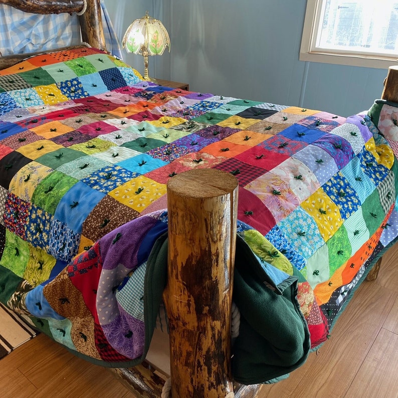 Colorful Patchwork Quilt, Oversized Queen Quilt, Patchwork Quilt, Scrap ...