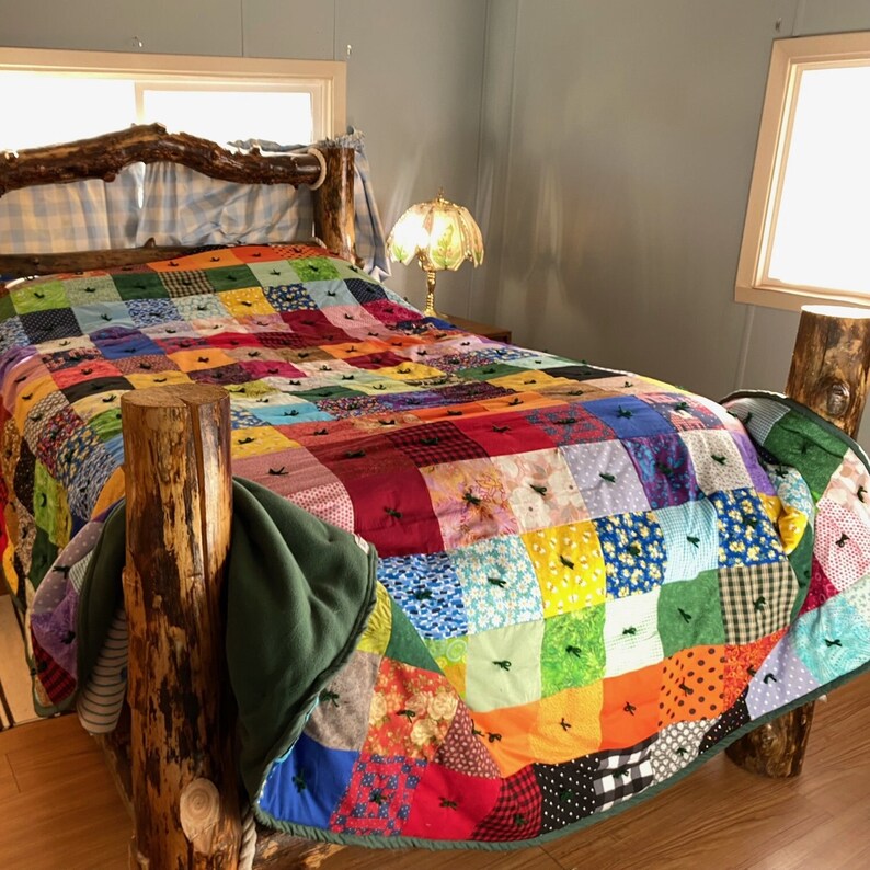 Colorful Patchwork Quilt, Oversized Queen Quilt, Patchwork Quilt, Scrap ...