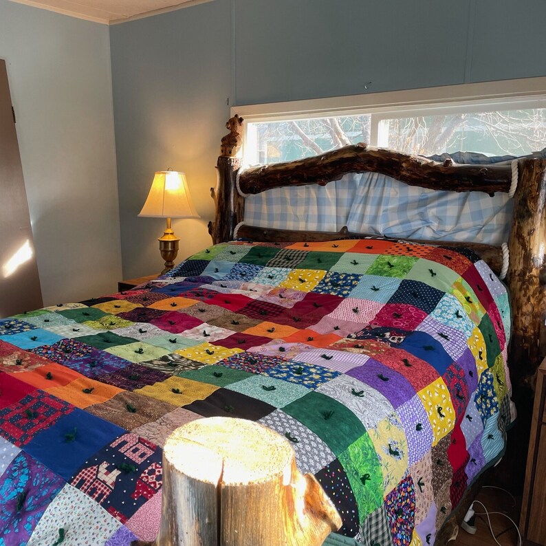 Colorful Patchwork Quilt, Oversized Queen Quilt, Patchwork Quilt, Scrap ...