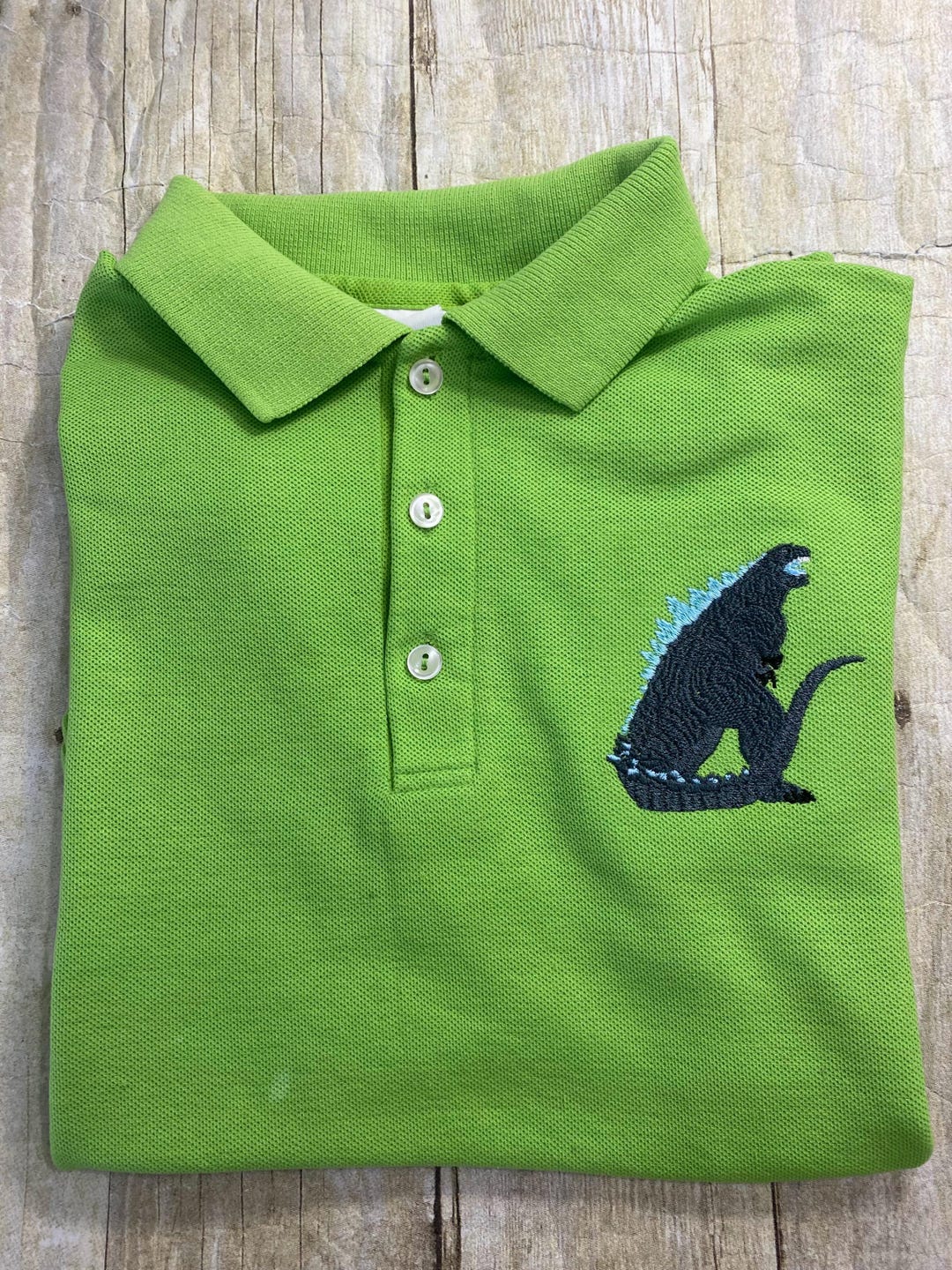 Godzilla Embroidered Polo - Etsy