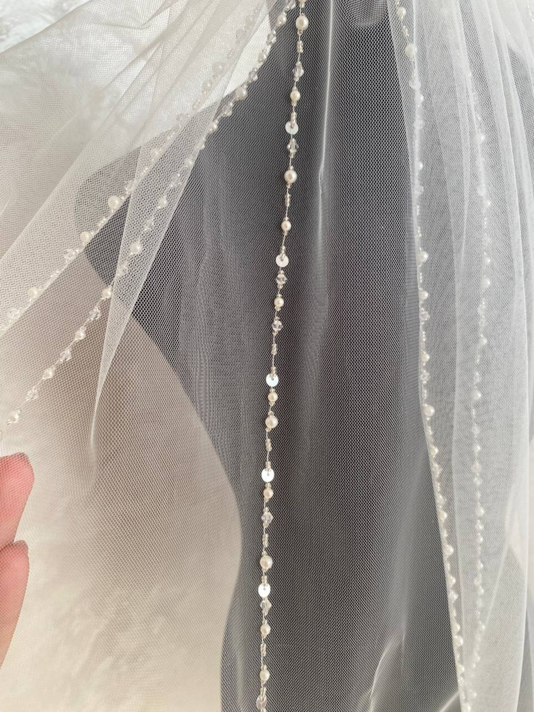 Crystal Edge Veil, Beaded Veil, Bridal Veil, Wedding Veil, Ivory ...