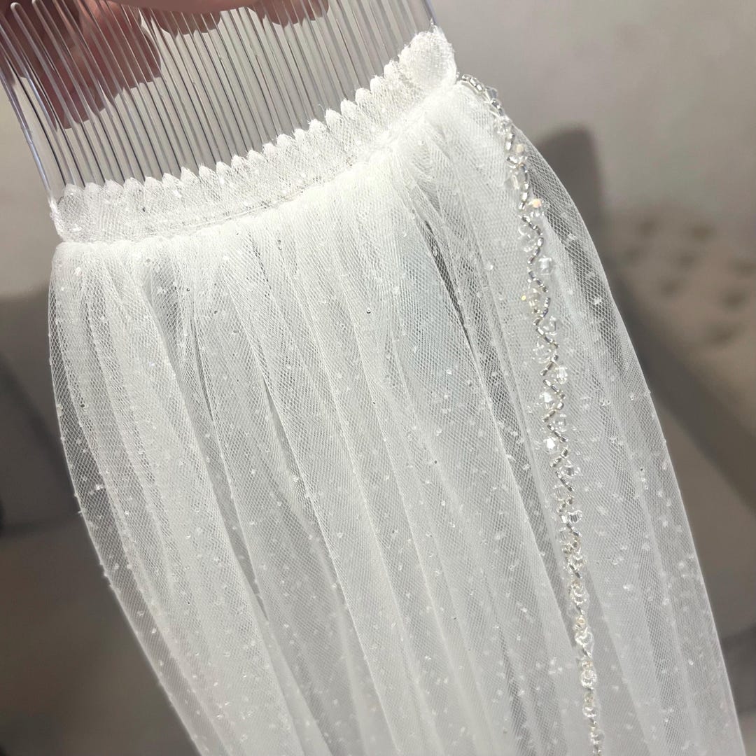 Glitter Wedding Veil With Crystals and Beads | Sparkly Crystal Bridal ...