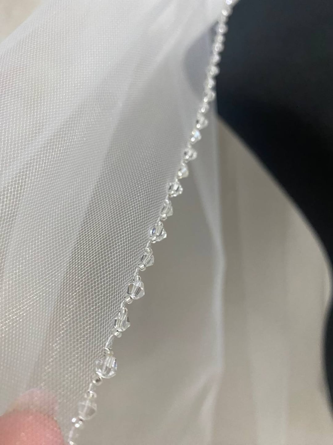 Ivory Wedding Crystal Veils, Crystal Edge Bridal Veil,handmade Beads ...