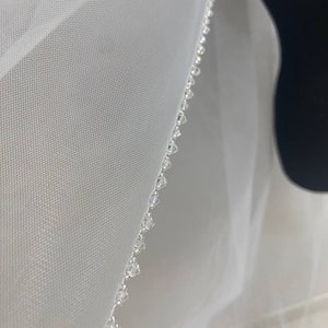 Ivory Wedding Crystal Veils, Crystals Edge Veil, Beaded Bridal Veil ...