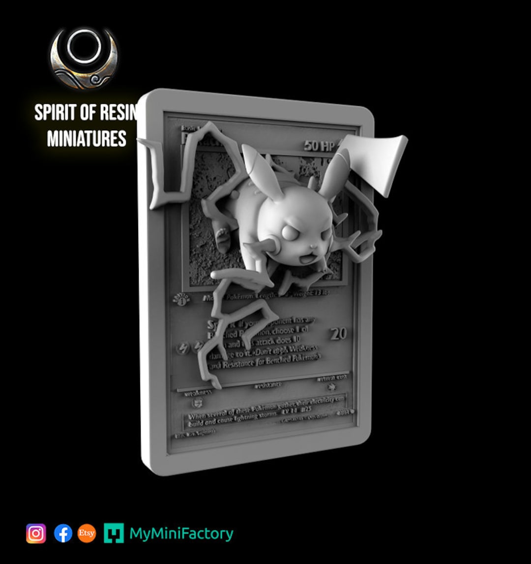 Pikachu Pokemon, 3d Printed Resin Cards/ Pokemon / 3d Printed Pokemon ...