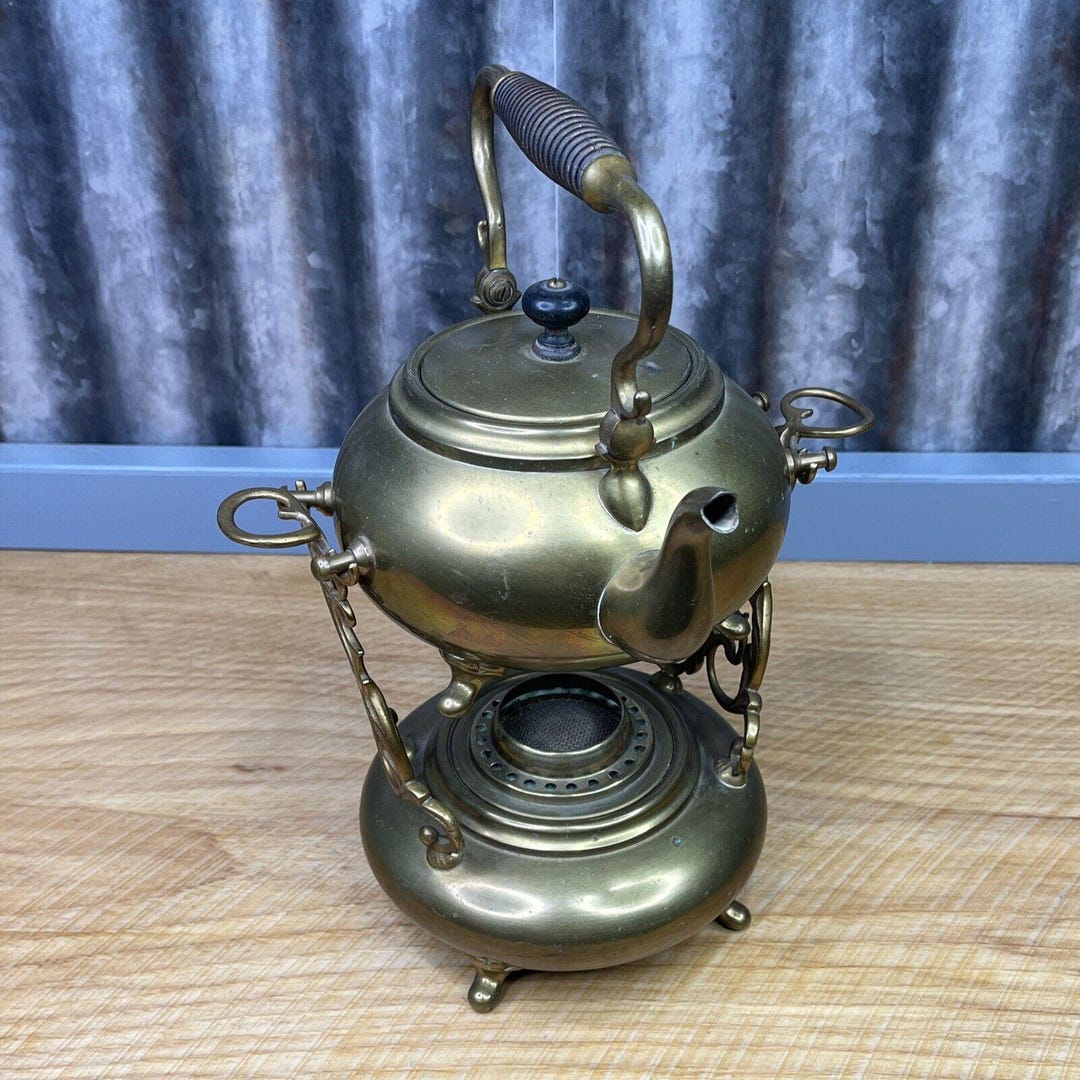 Antique S & C Trade Mark Brass Tilting Teapot Kettle With Stand and ...