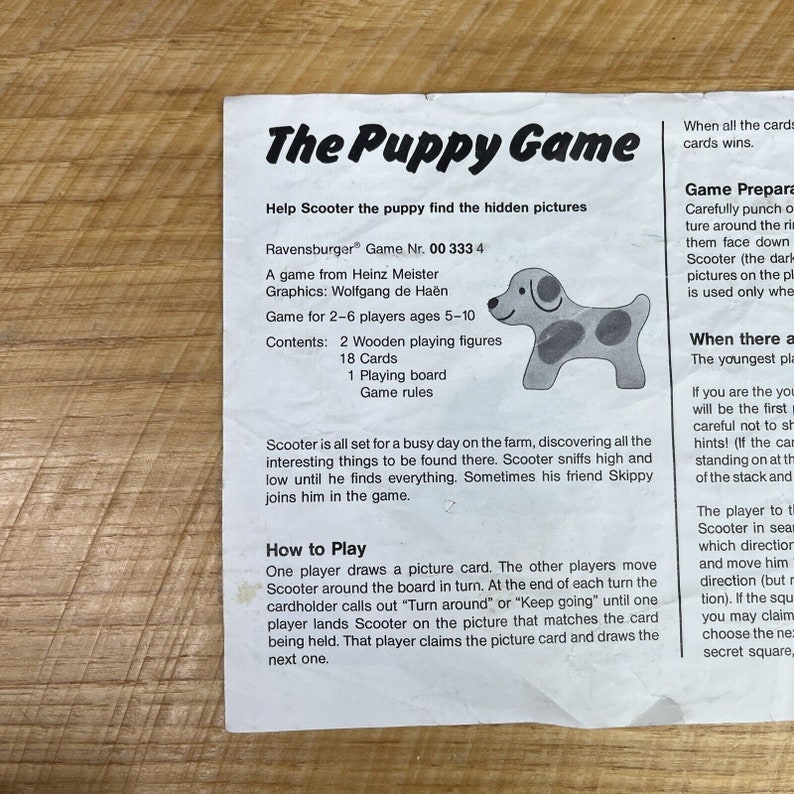 VTG the Puppy Game Ravensburger Board Game Educational Learning Tool ...