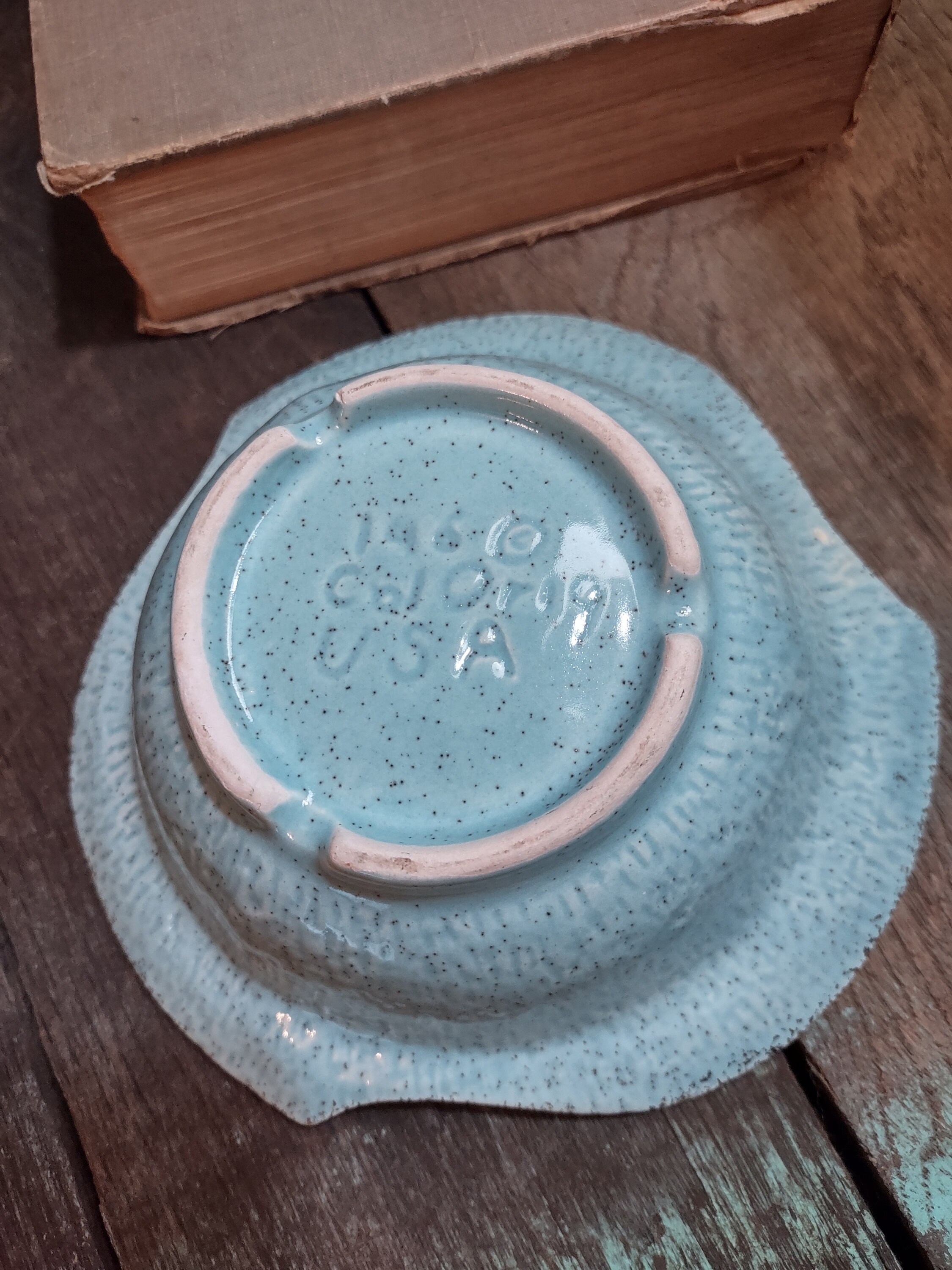 Turquoise California Original Pottery 3 Piece Serving Tray, Gold Flecks ...