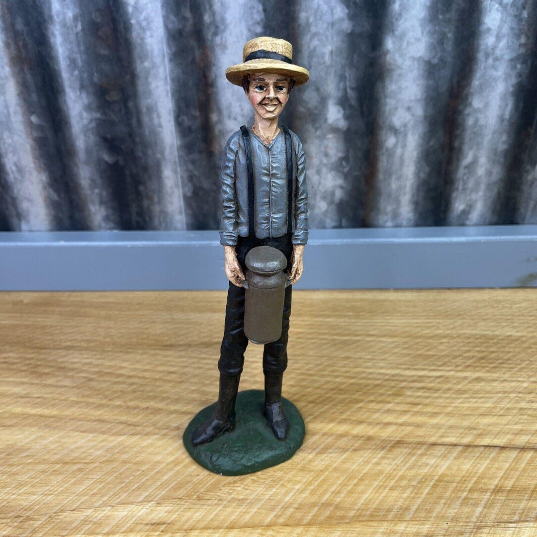 Vintage Jim Shore Amish Man Boy 1992 Signed Pre-enesco Rare Figurine ...