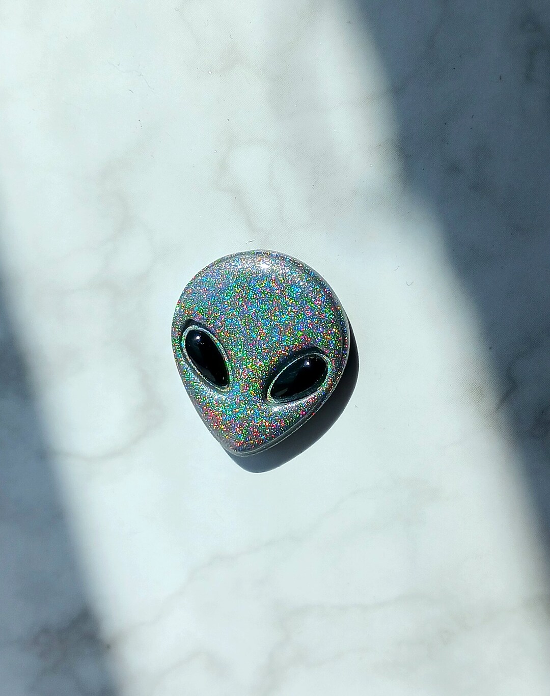Alien Pin, Polymer Clay, Handmade, Lightweight, Holographic, Glitter ...