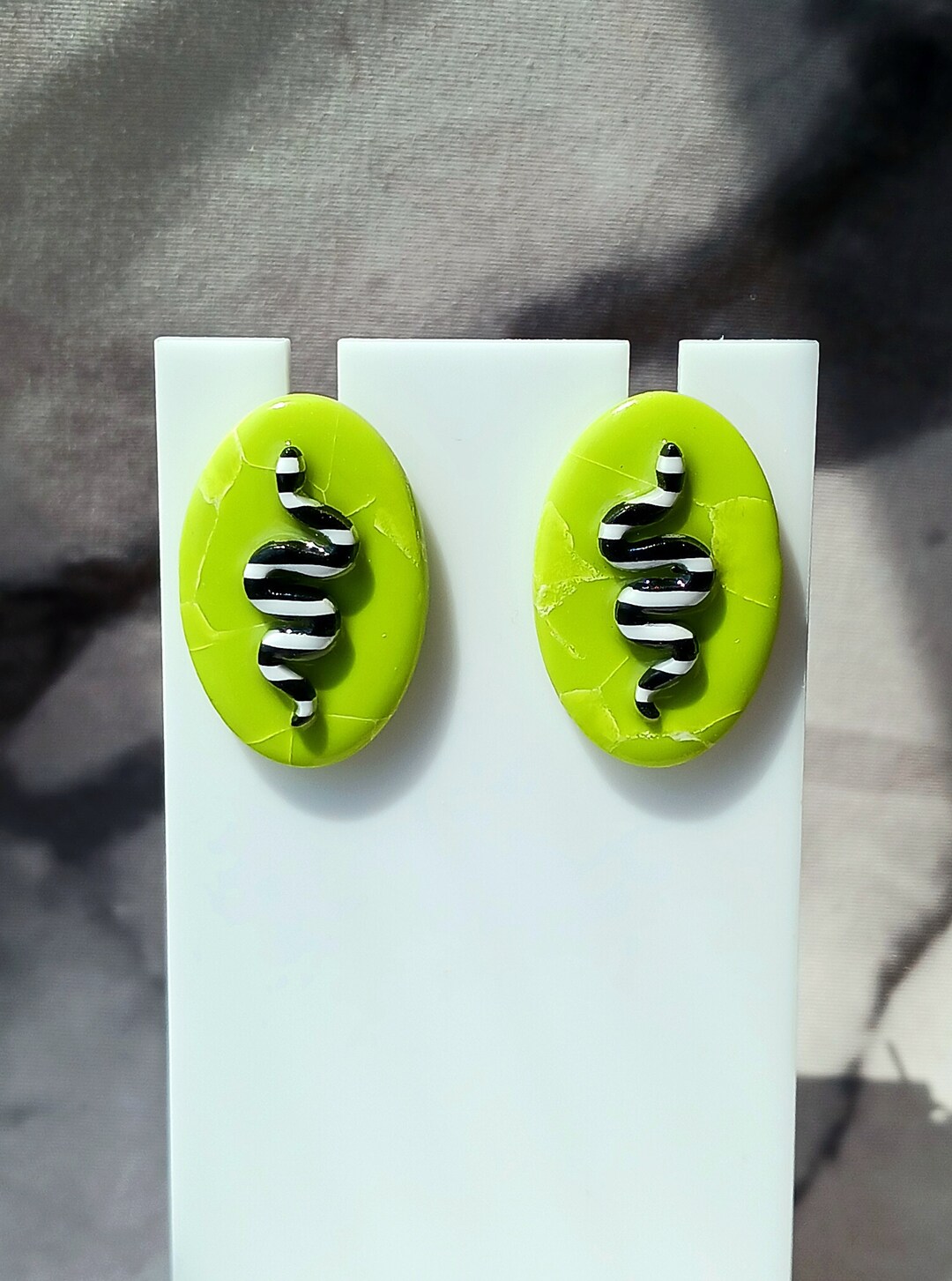 Beetlejuice Inspired Earrings, Sandworm Earrings, Bright Green, Black ...