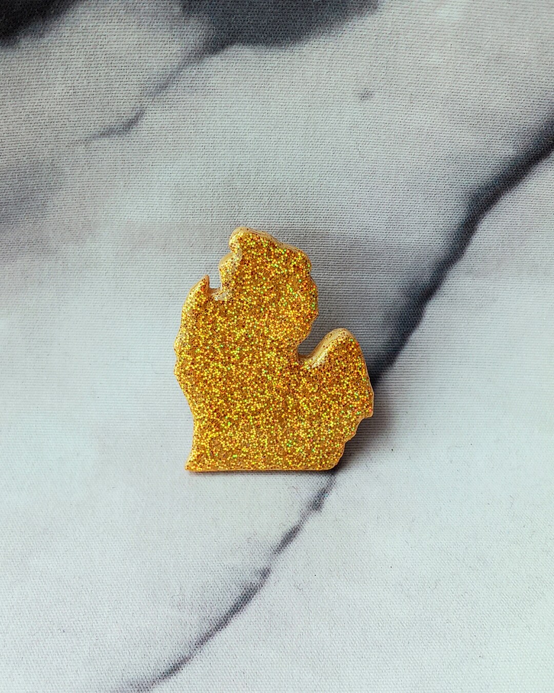 Michigan Pin, Polymer Clay, Lightweight, Handmade, Gold Holographic ...