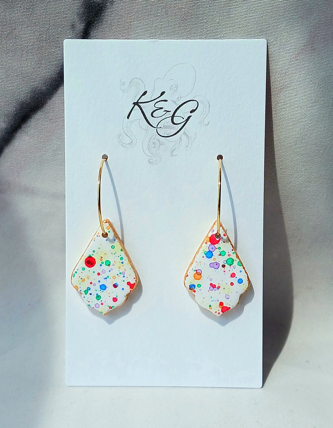 Paint Splatter Earrings, Polymer Clay, Lightweight, Handmade, Rainbow ...