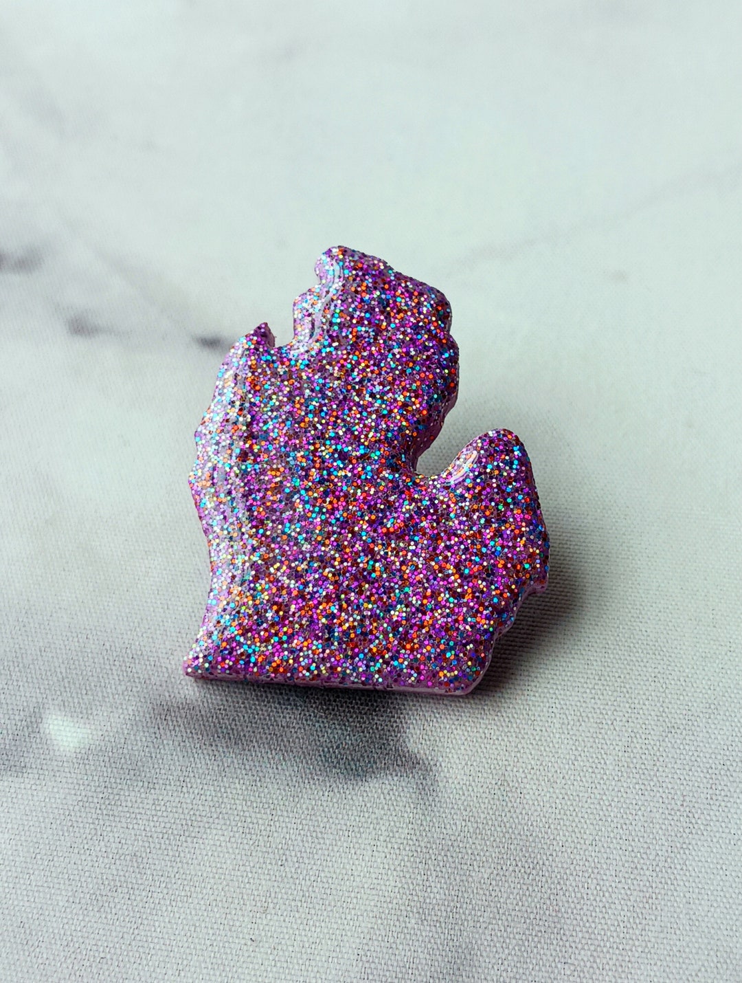 Michigan Pin, Polymer Clay, Lightweight, Handmade, Purple Holographic ...