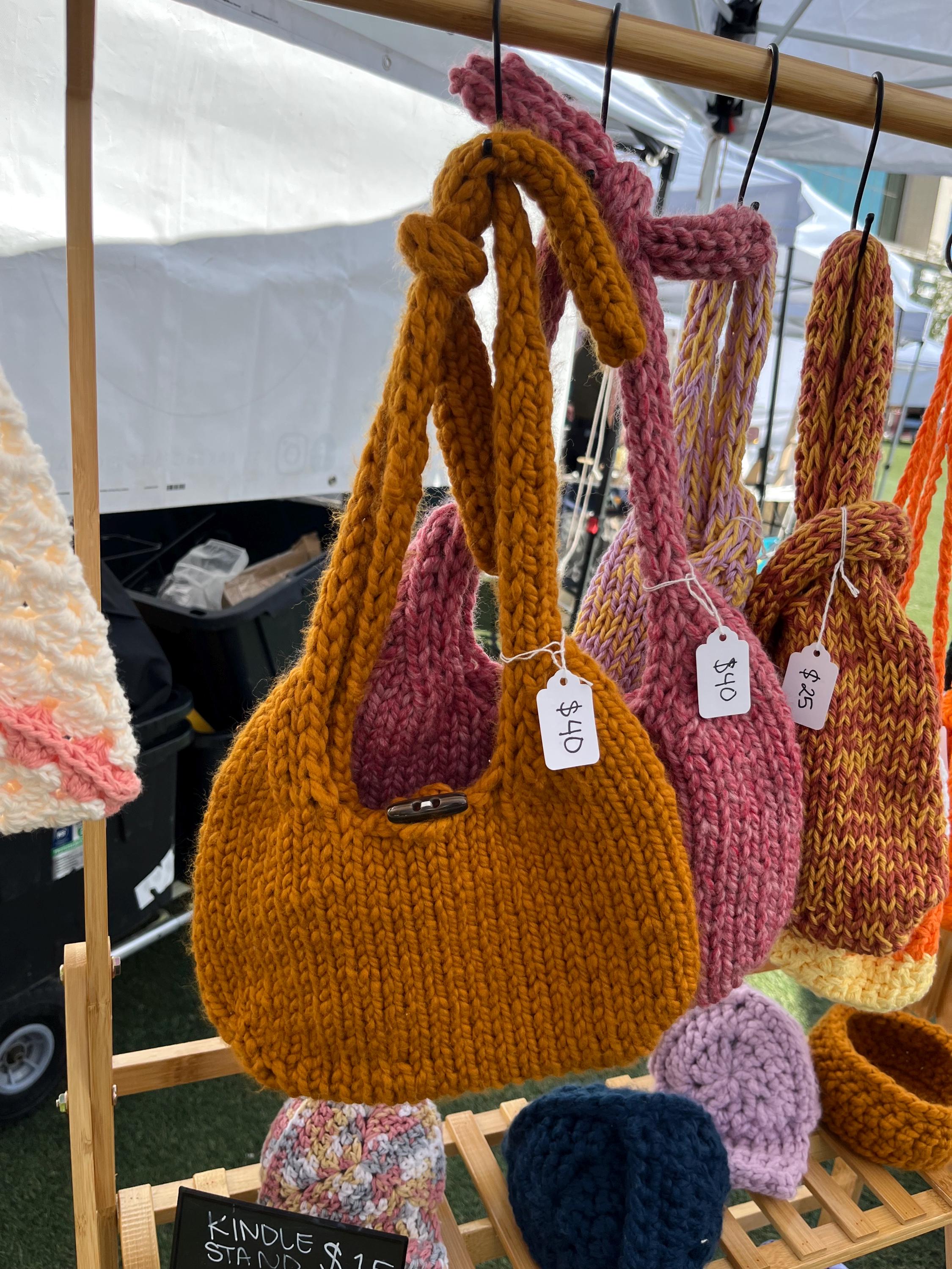 Chunky Hand Knit Bag With Knotted Handle Detail - Etsy