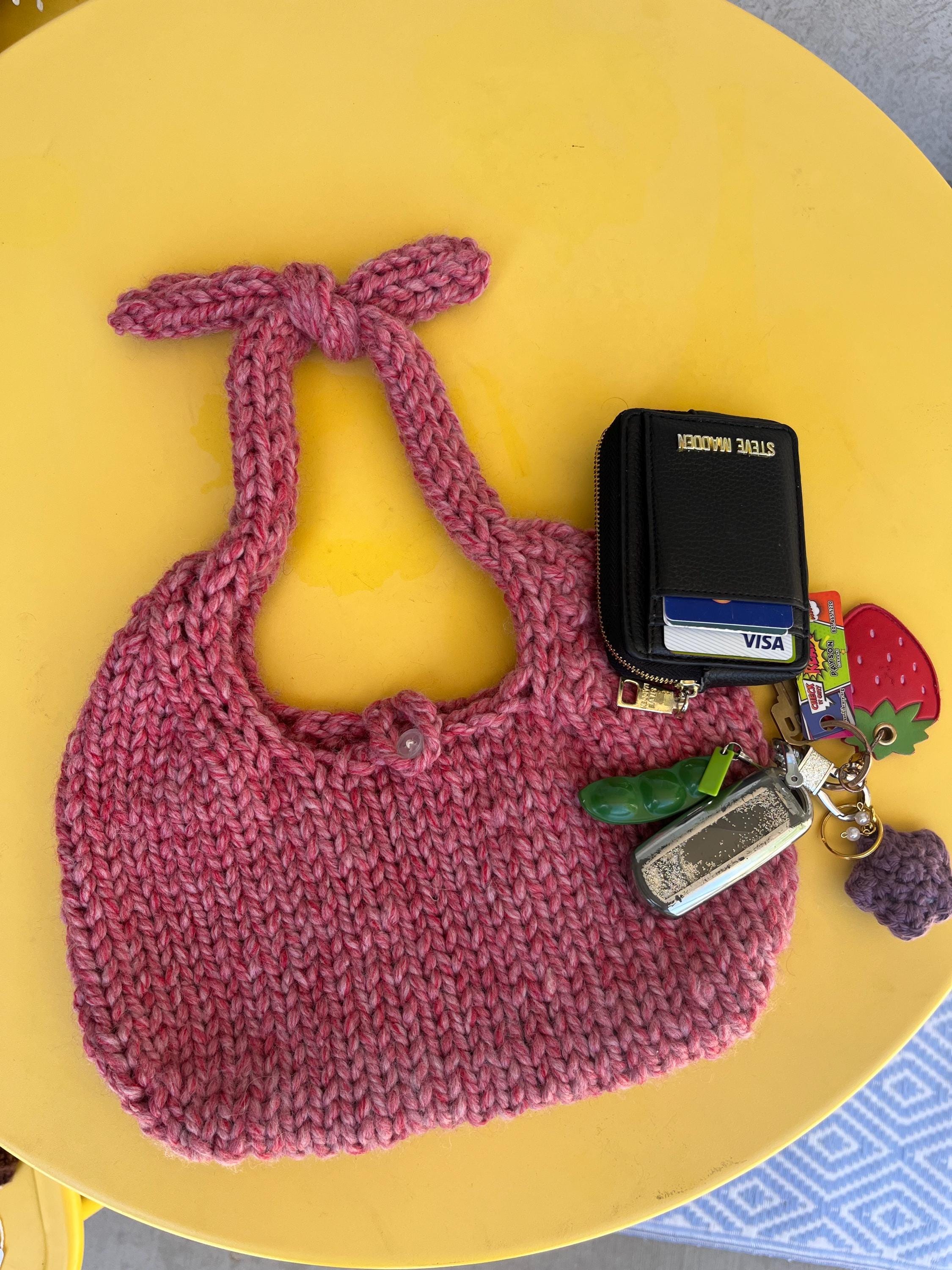 Chunky Hand Knit Bag With Knotted Handle Detail - Etsy