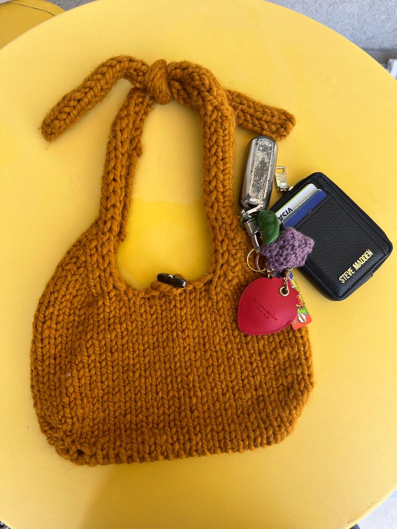 Chunky Hand Knit Bag With Knotted Handle Detail - Etsy