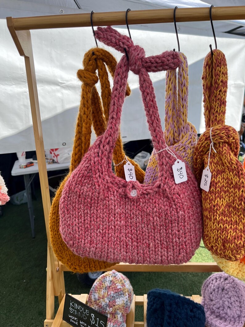 Chunky Hand Knit Bag With Knotted Handle Detail - Etsy